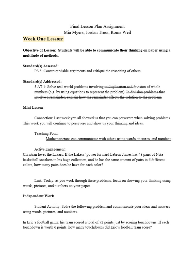 Annotated-final 20lesson 20plan-1 | Pdf | Thought | Mathematics