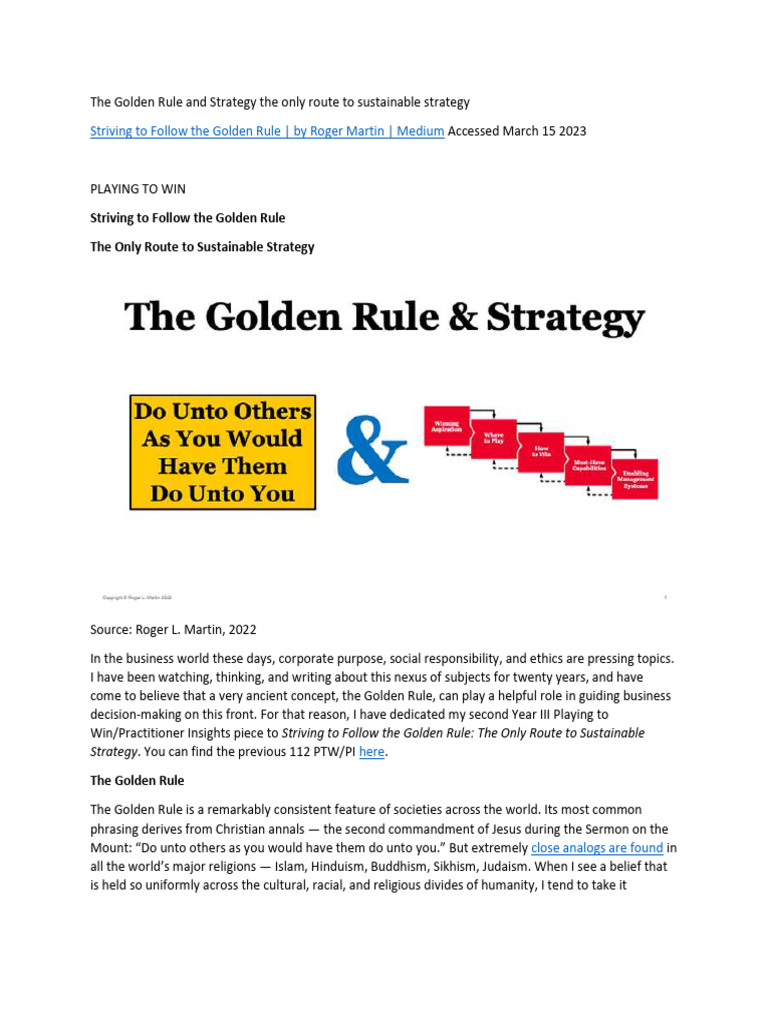 Golden Rule: Key to Sustainable Strategy | PDF | Golden Rule | Employment