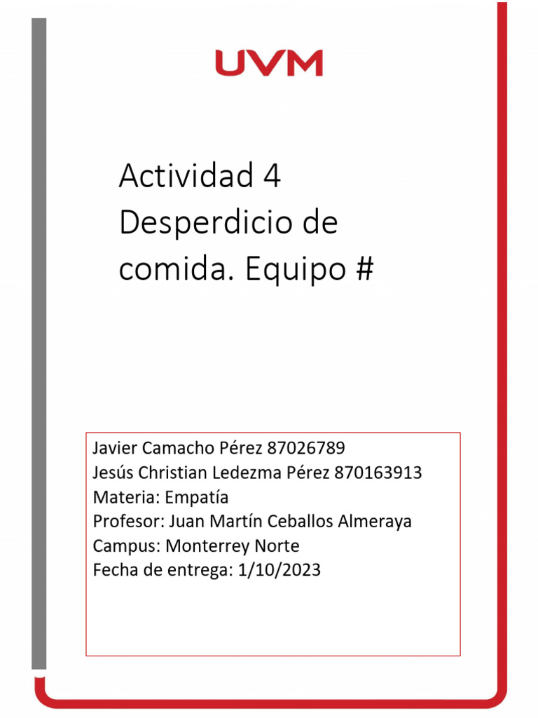 A4 - Desperdicio de Comida | PDF | Alimentos | Contaminación