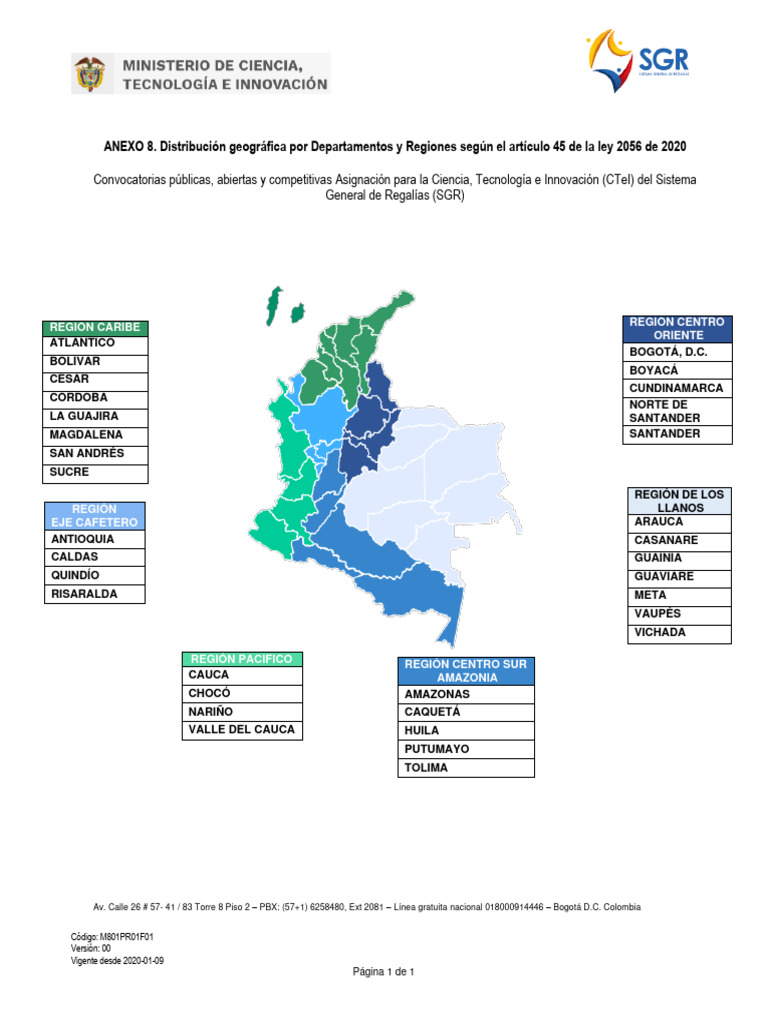 anexo_8._distribucion_geografica_por_departamentos_y_regiones_del_sgr | PDF | Colombia