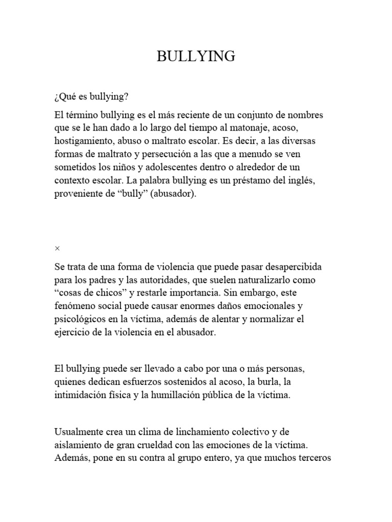 Comprendiendo el Bullying Escolar | PDF | Violencia | Abuso infantil