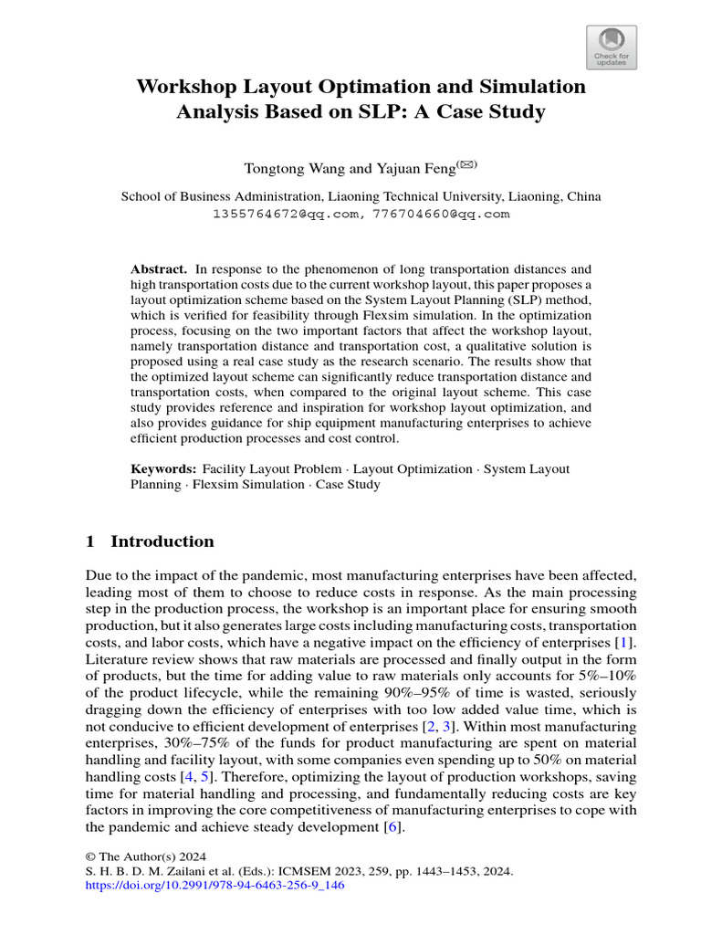 Workshop Layout Optimation and Simulation Analysis Based On SLP: A Case ...