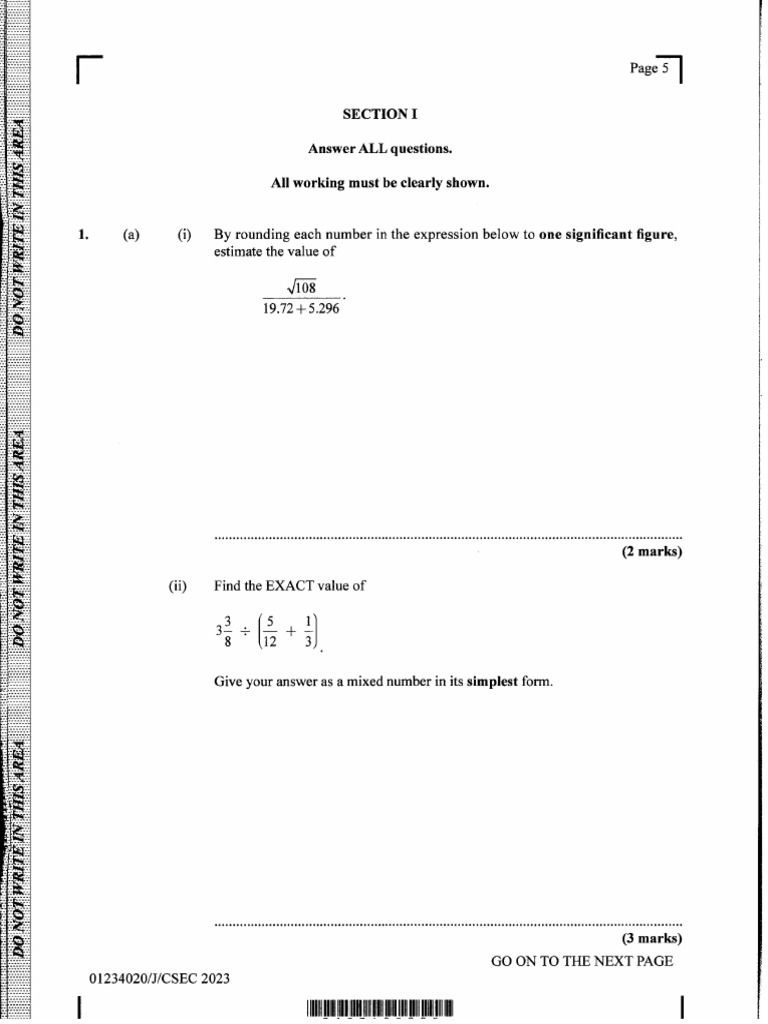 CSEC Maths Q1-Merged 2023 - 2017 | PDF