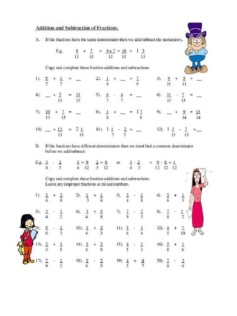 Addition and Subtraction Fraction | PDF
