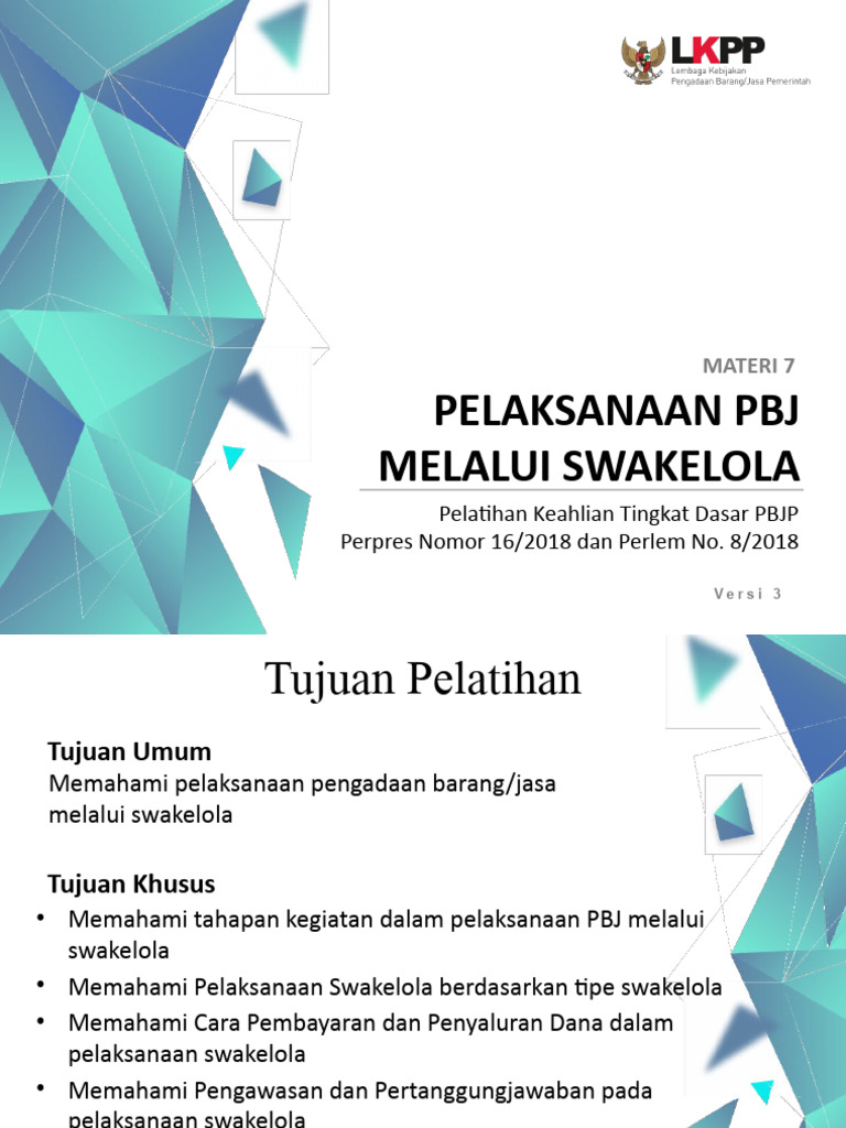 Pelatihan PBJ Swakelola: Tahapan dan Tipe | PDF