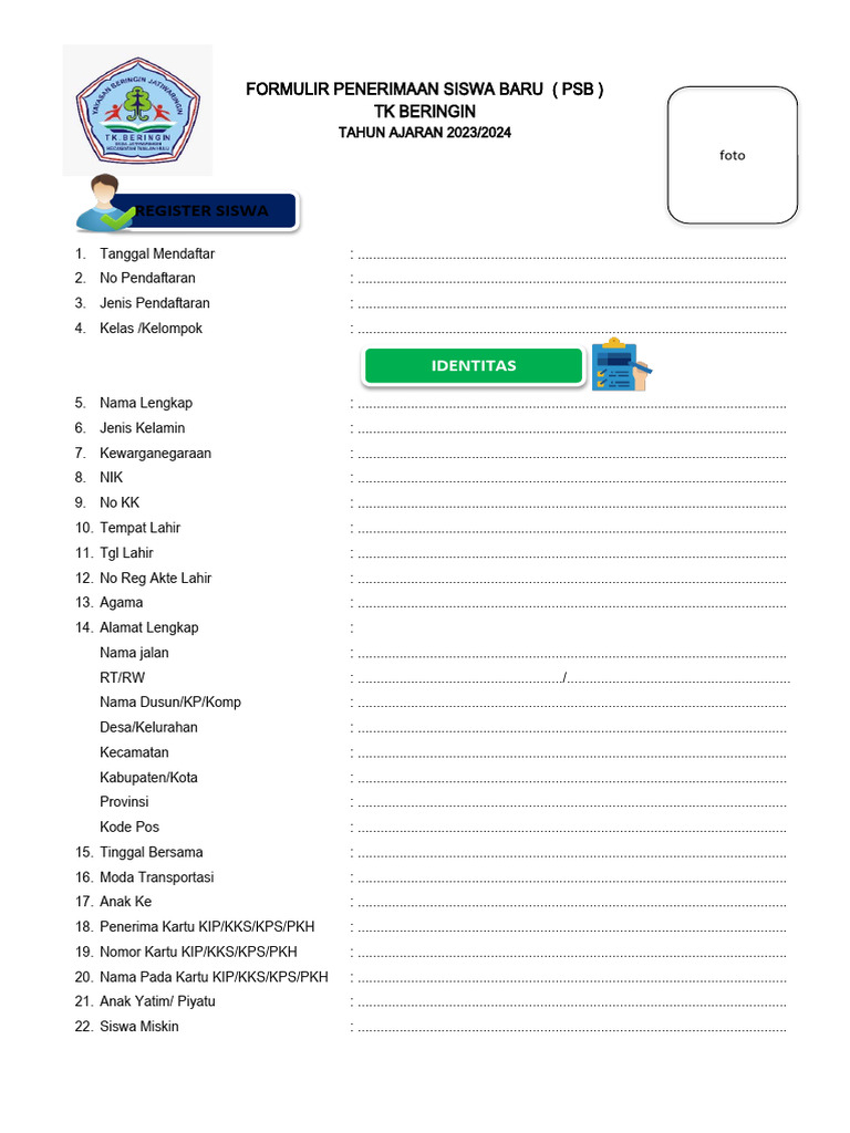 Formulir PPDB Ta 2023-2024 | PDF