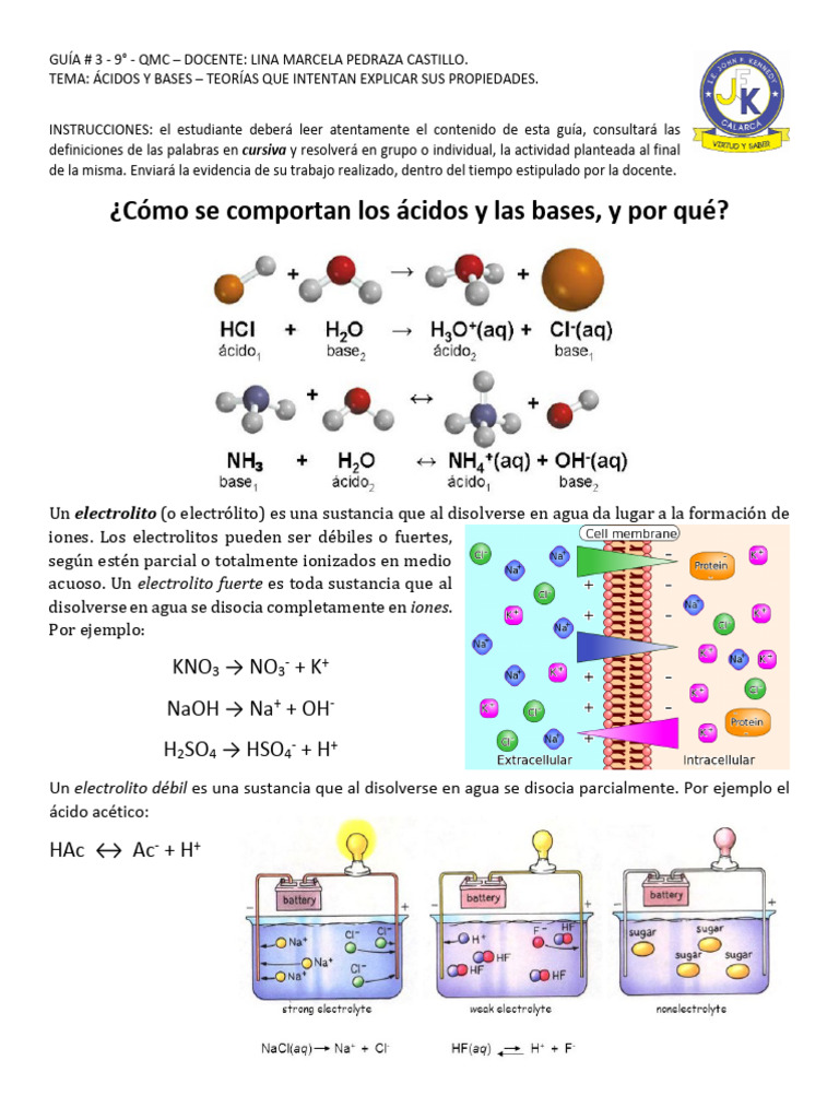 Electrolitos de Ácidos y Bases | PDF | Ácido | Ramas de la termodinámica