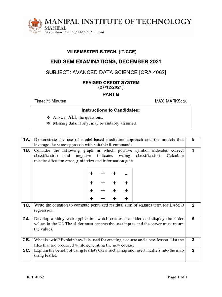 Advanced Data Science (CRA 4062) RCS | PDF | Computers