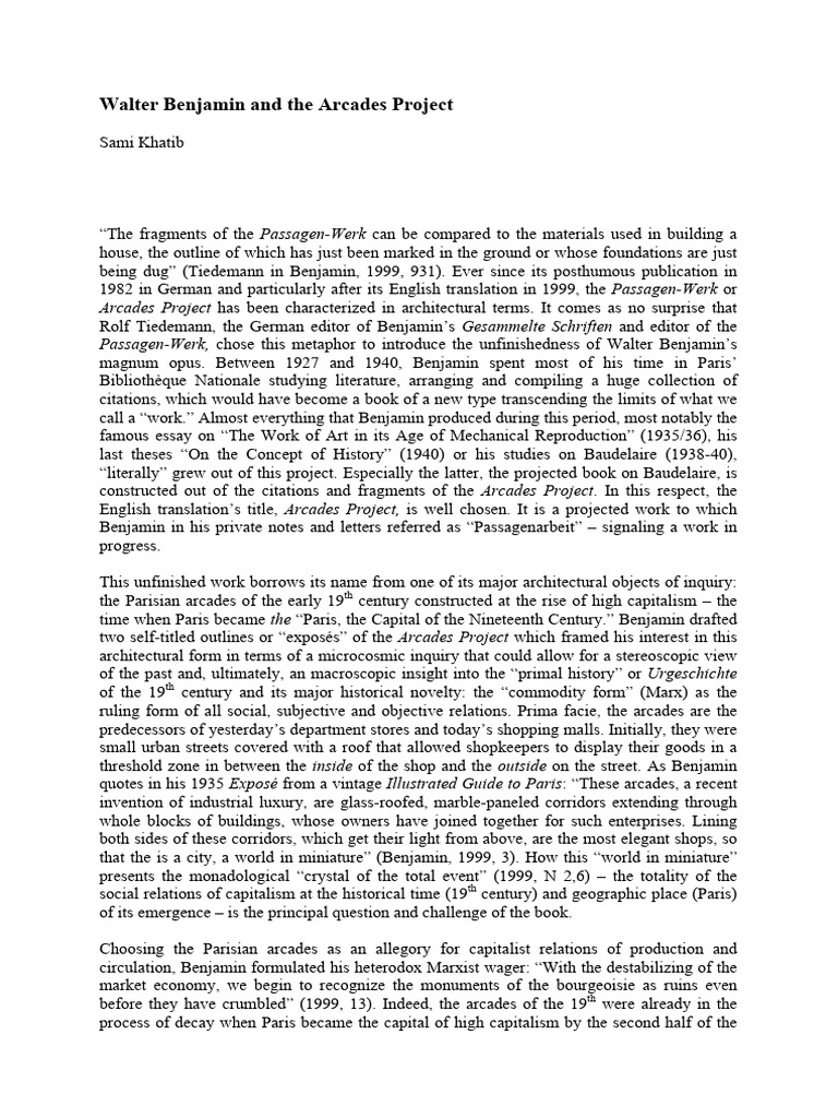 Walter - Benjamin - and - The - Arcades - Project. Sami Khatib | PDF ...