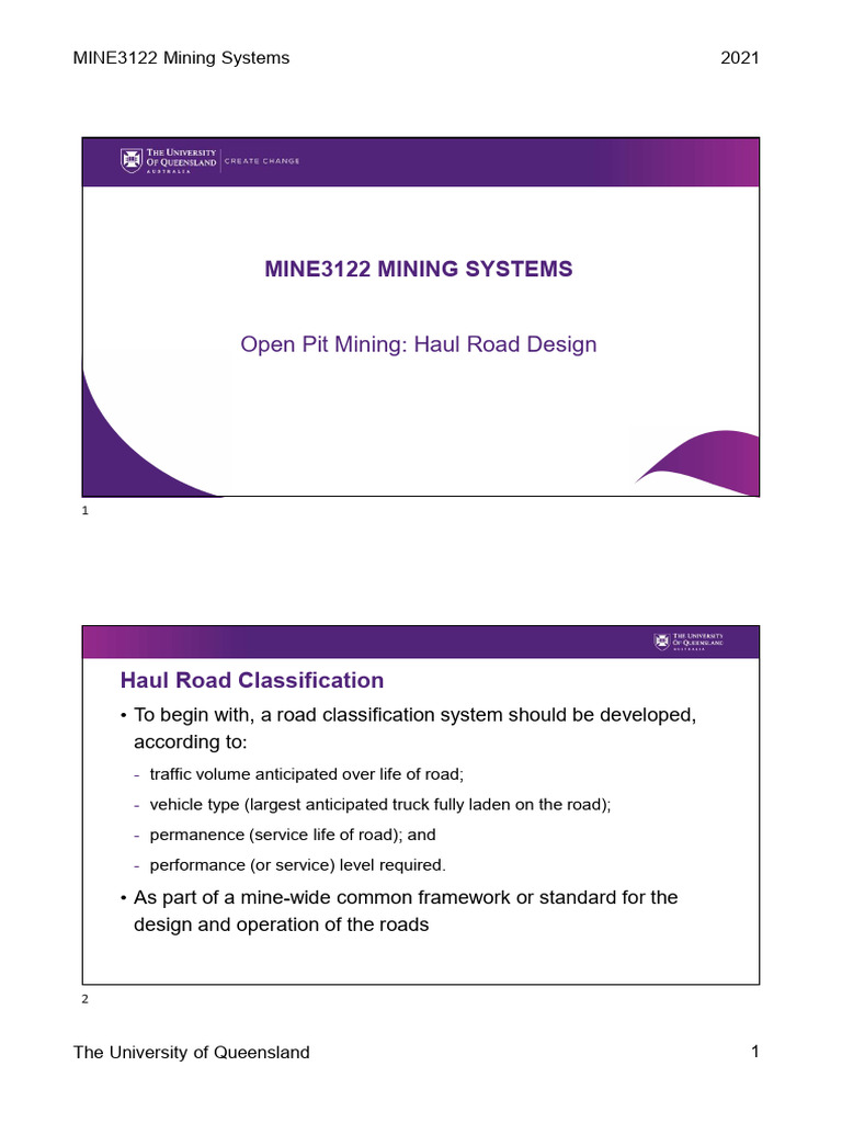 Open Pit Mine Haul Road Design Guide | PDF | Tire | Road