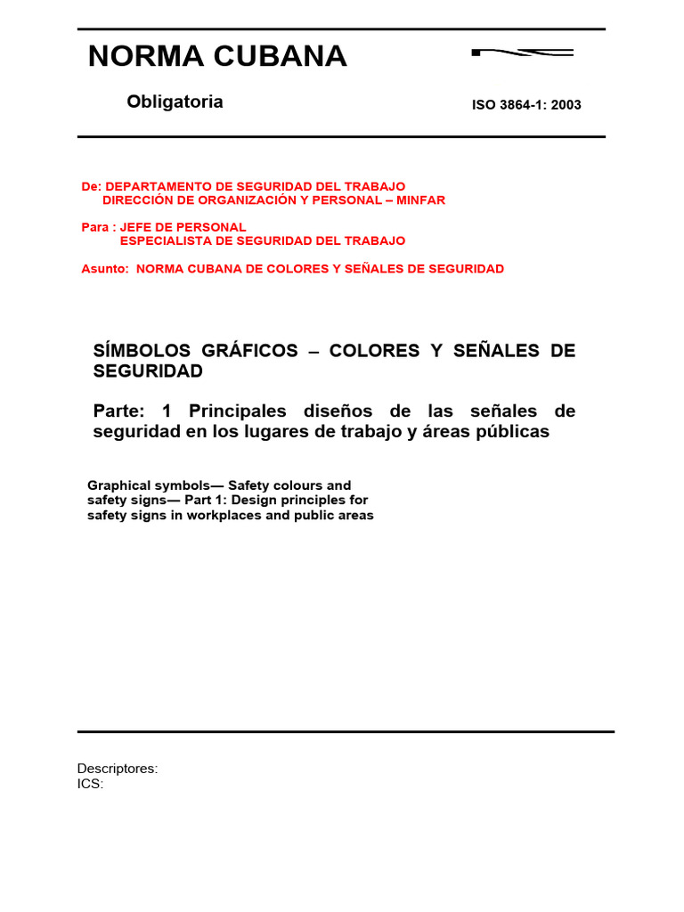 NC Iso 3864-1 Norma Cubana de Colores y Señales de Seguridad | PDF | Cuba