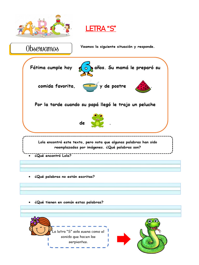 Actividades con la Letra "S" | PDF