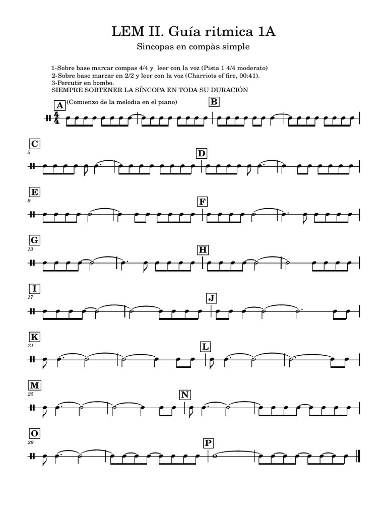 Guia Ritmica 1A | PDF | Teoría musical | Ritmo y medidor