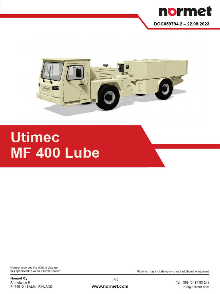 Utimec MF 400 Lube Stage III and Stage V Technical Data Sheet Global en ...