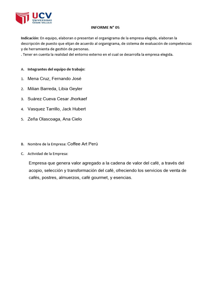 Formato de Informe #05 | PDF | Gestión de recursos humanos | Business