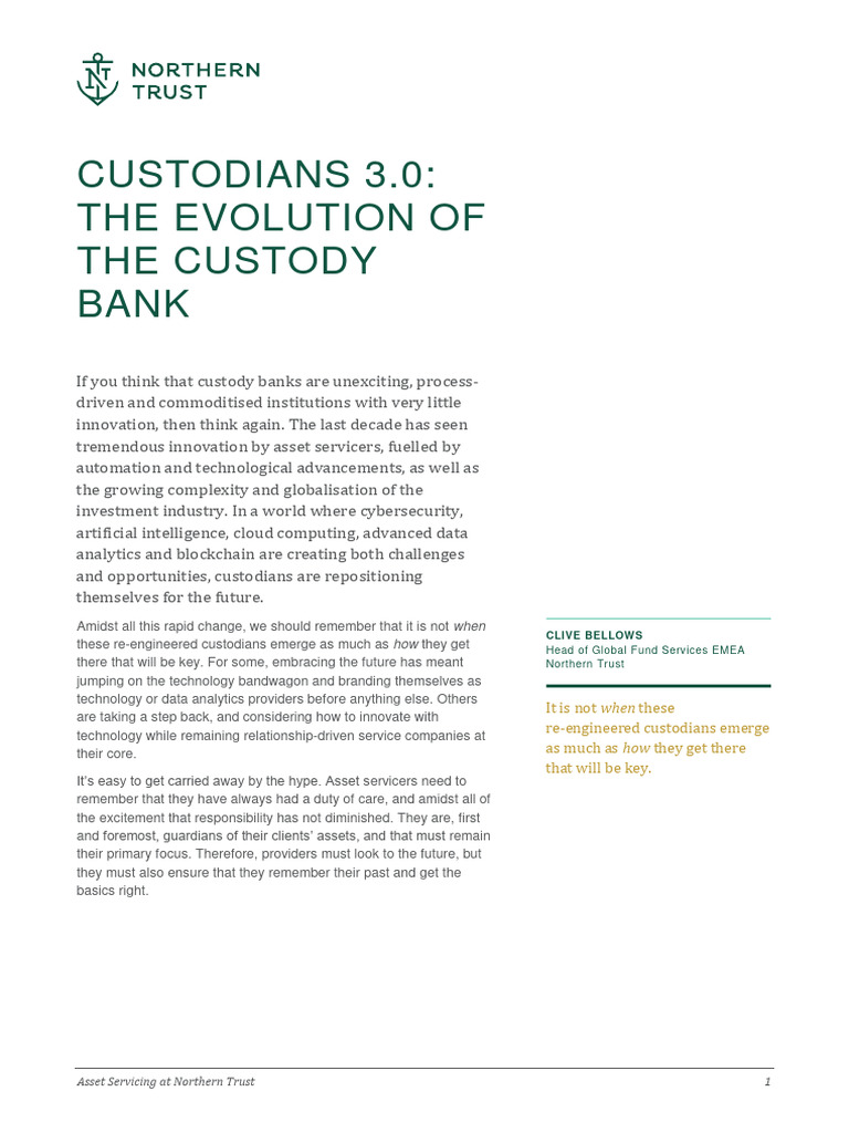 custodians-3-0-evolution-custody-bank | PDF | Risk | Market (Economics)