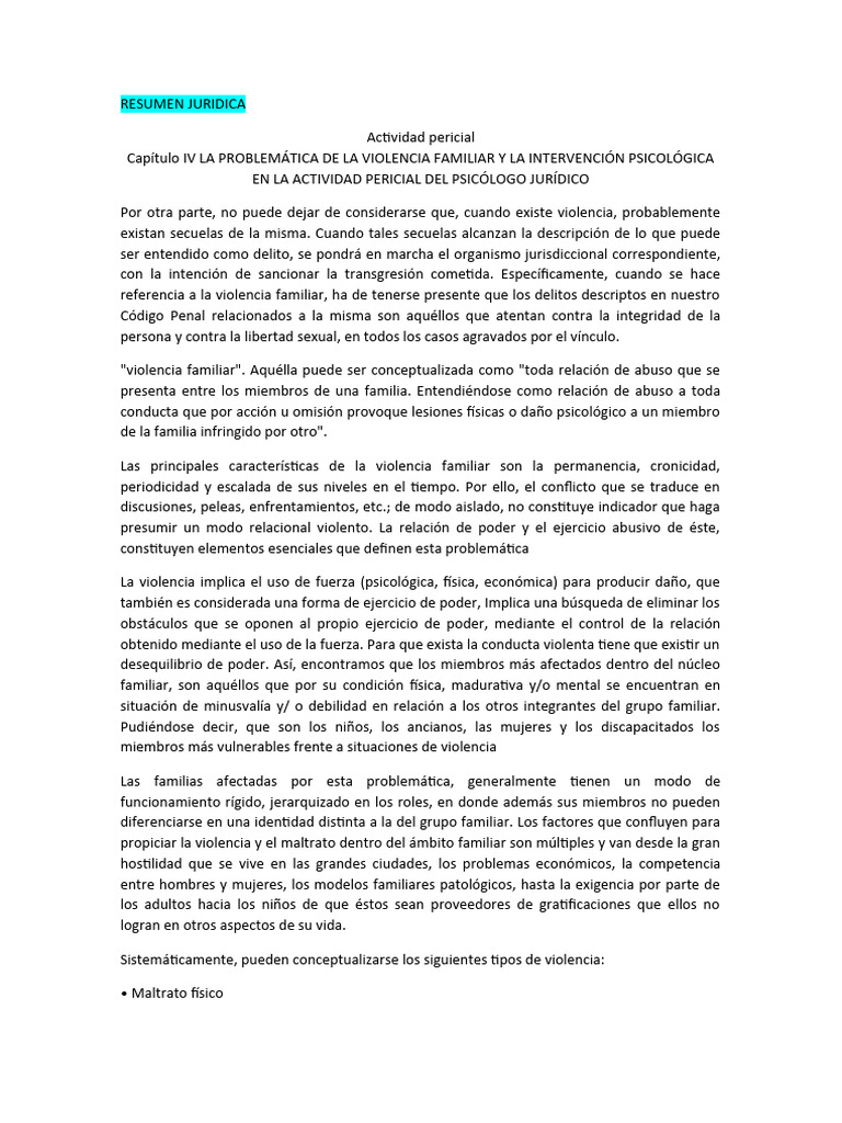 Resumen Juridica | PDF | Abuso infantil | Violencia doméstica