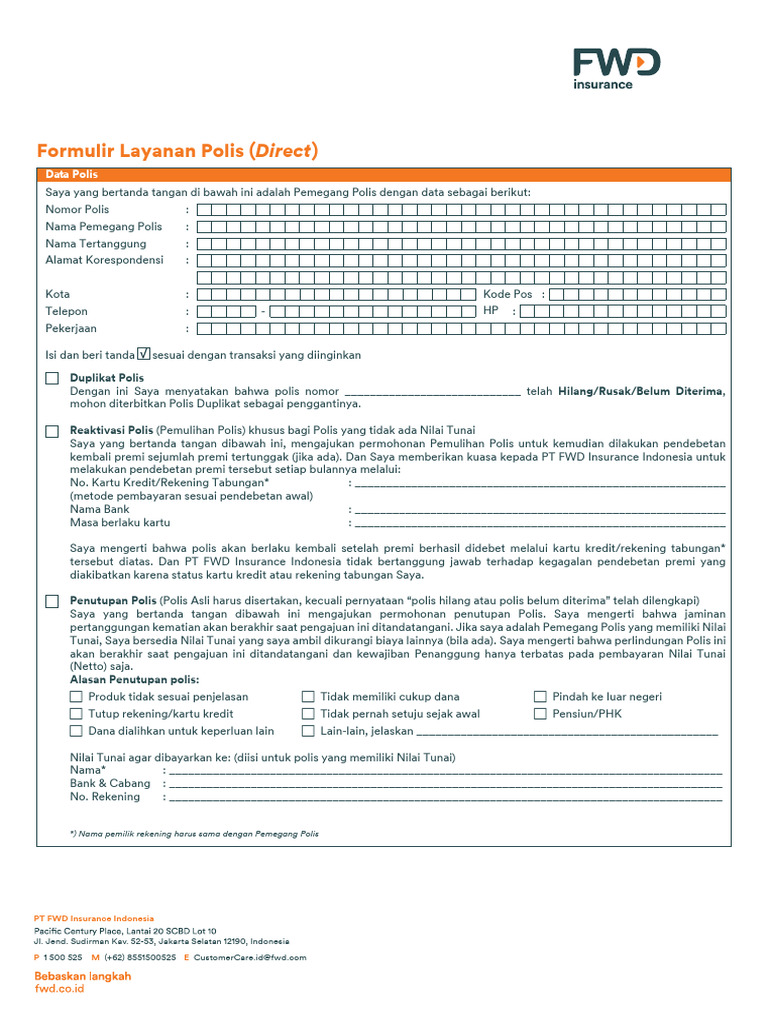 Formulir Layanan Polis Direct | PDF