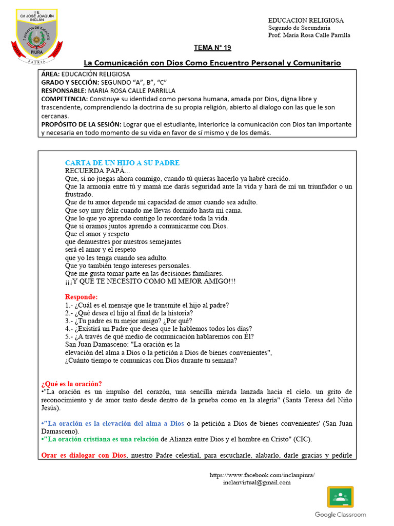 Religion Orynko Garcia Viera 2C | PDF | Oración | María, madre de Jesús