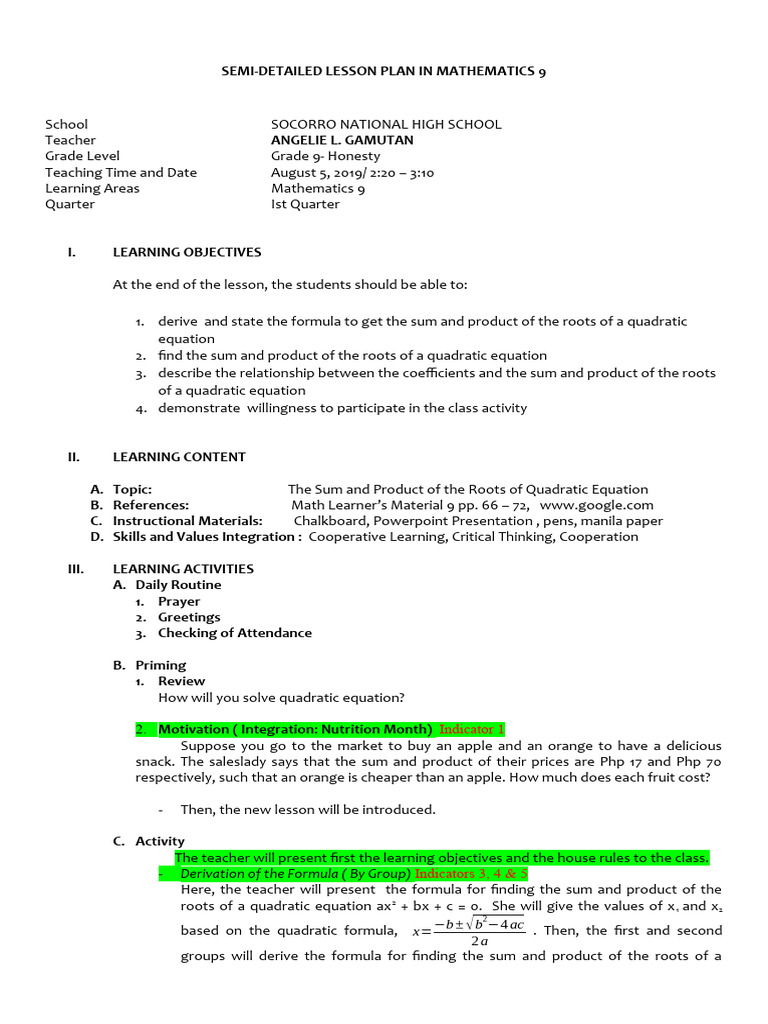 Grade 9 Math: Quadratic Roots | PDF | Quadratic Equation | Equations