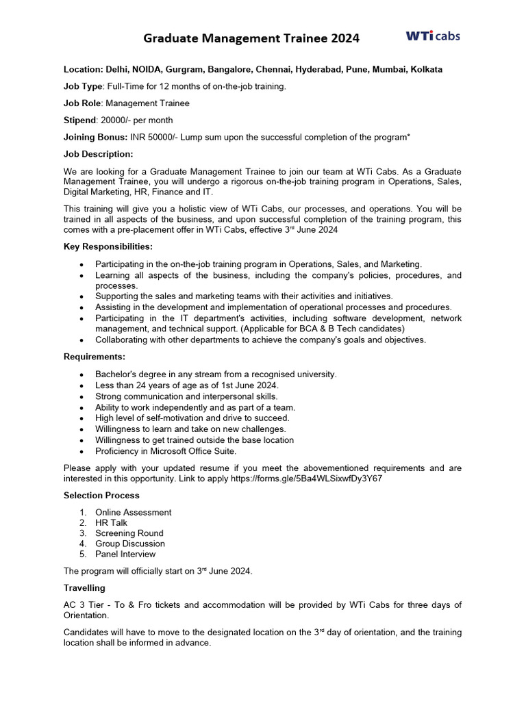 Graduate Management Trainee 2024 | PDF | Business