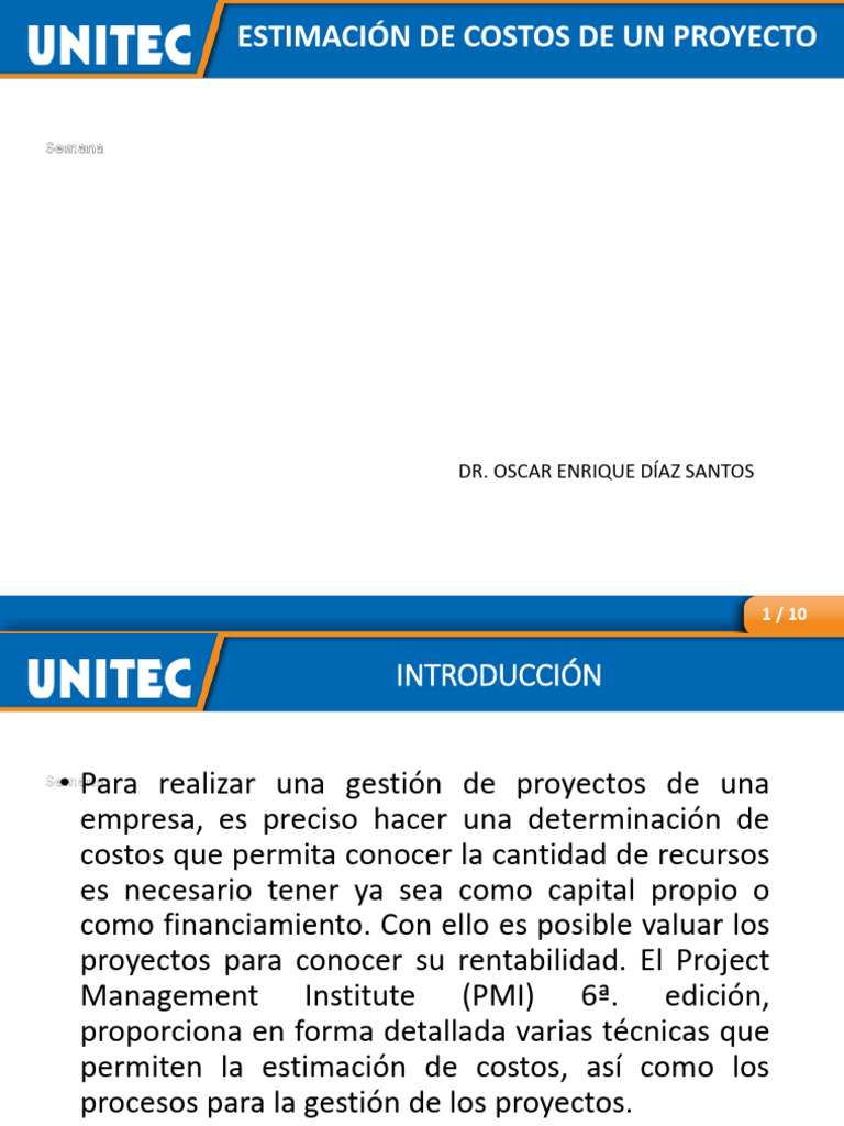 Estimación de Costos en Proyectos Unitec | PDF | Business | Costo