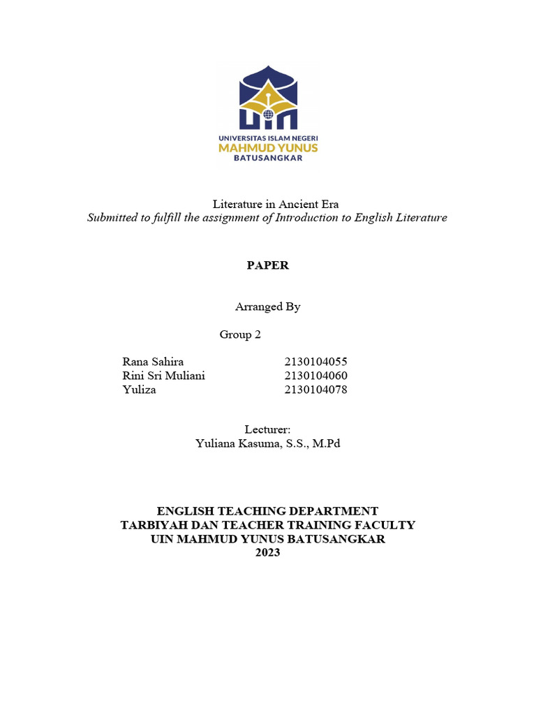 Paper Literature in Ancient Era | PDF | Bede | Anglo Saxons