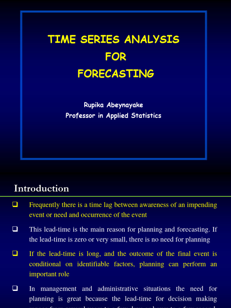 Time Series Analysis for Forecasting | PDF | Autoregressive Integrated Moving Average | Forecasting