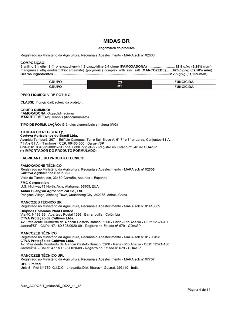 Bula MidasBR Corteva La BR v1 | PDF | Ferimento | Embalagem e rotulagem