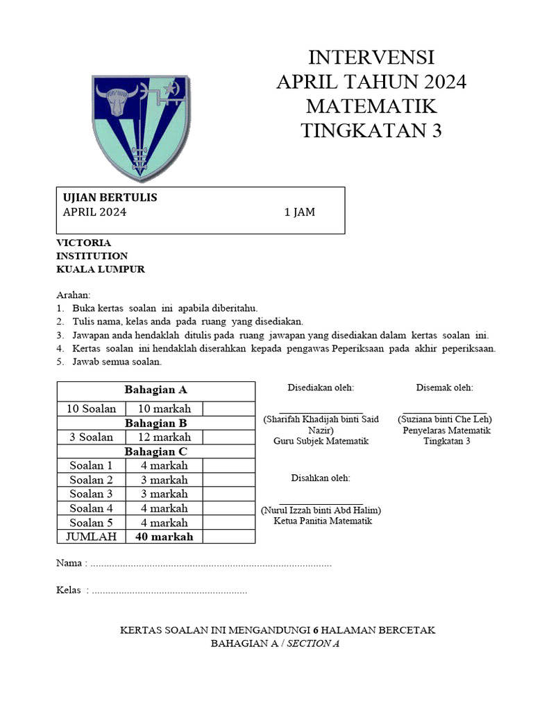 Intervensi Matematik Tingkatan 3 | PDF