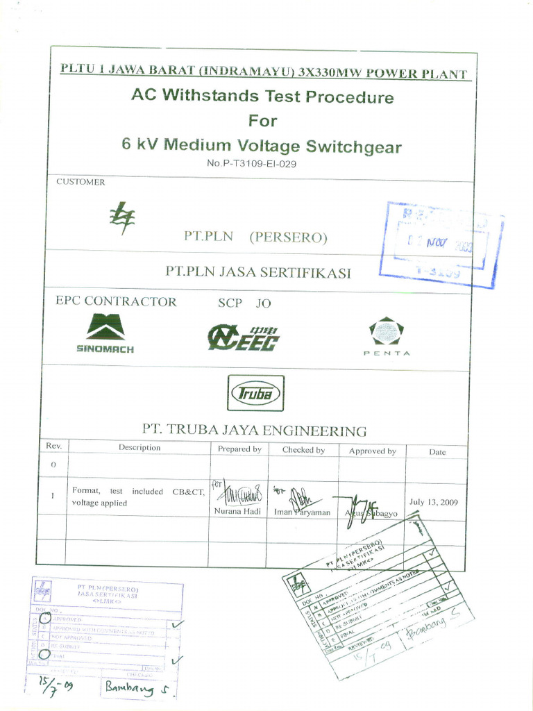 P-T3109-EI-029-REV.1 AC WITHSTANDS TEST PROCEDURE FOR 6KV MEDIUM ...