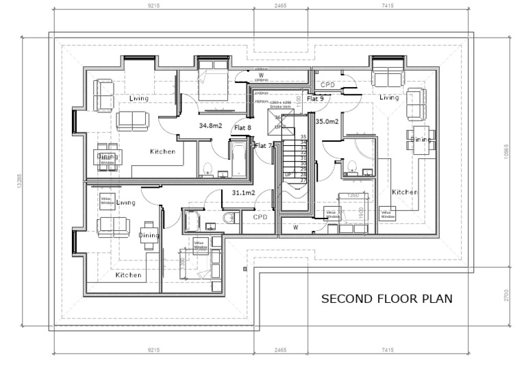 Second Floor Plan - Working Drawing | PDF