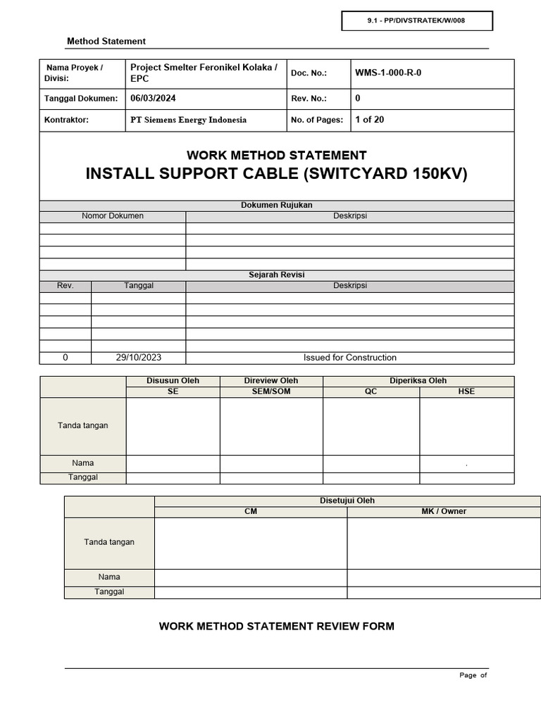 WMS 1 000 R 0XXX Pekerjaan Install Support Cable | PDF | Teknologi & Rekayasa