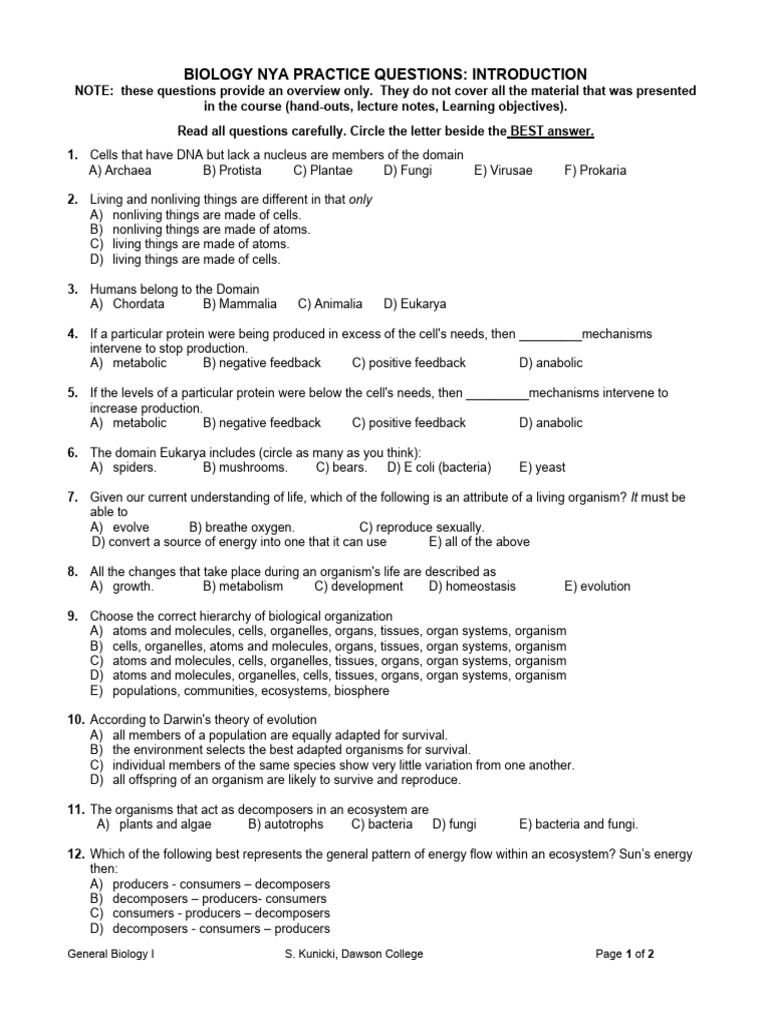 NYA Practice BIO Characteristics | PDF | Biology | Bacteria