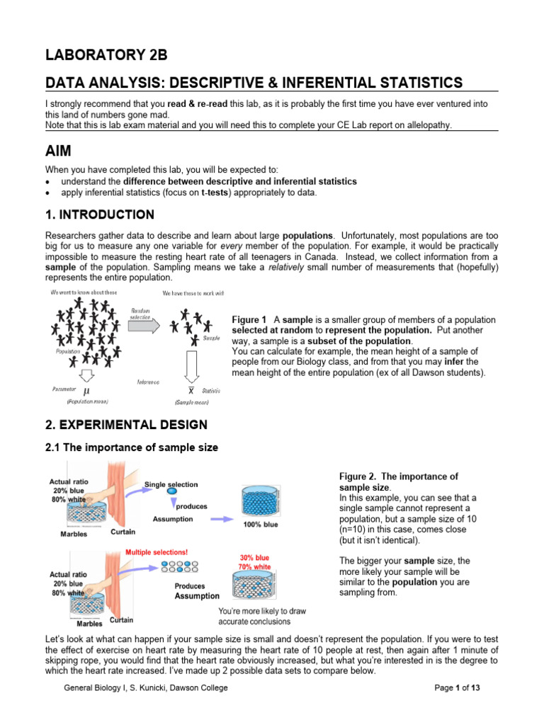 NYA Lab 2B Scientific Method Statistics W2022 | PDF | Statistics | Variance