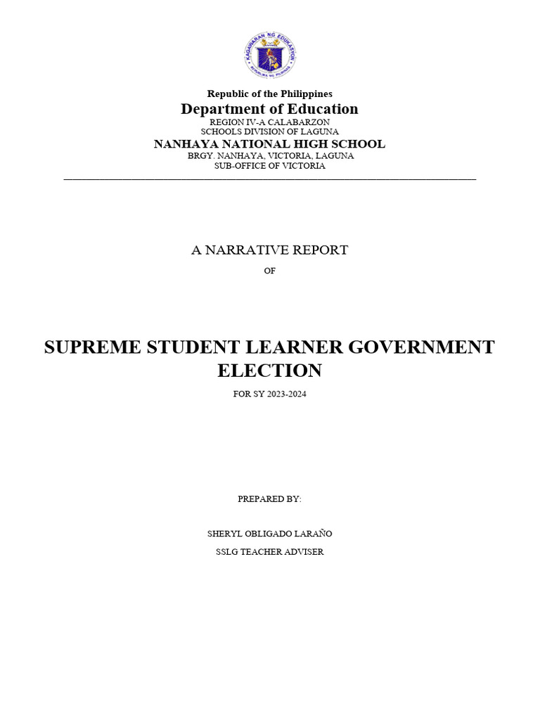 SSLG Narrative Report For Sy 2023 2024 | PDF | Group Decision Making ...