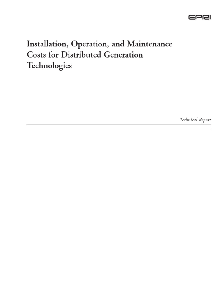 EPRI - Installation Operation and Maintenance Costs For Distributed ...