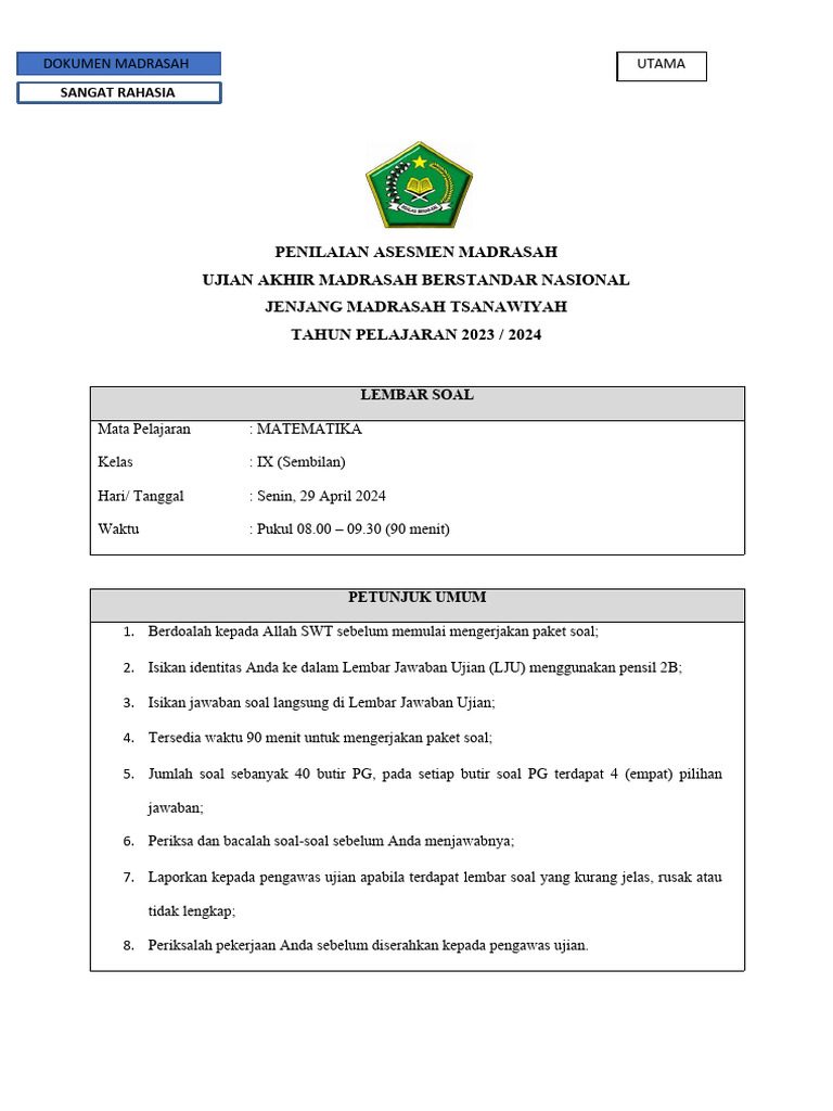 AM MTK Soal XI | PDF