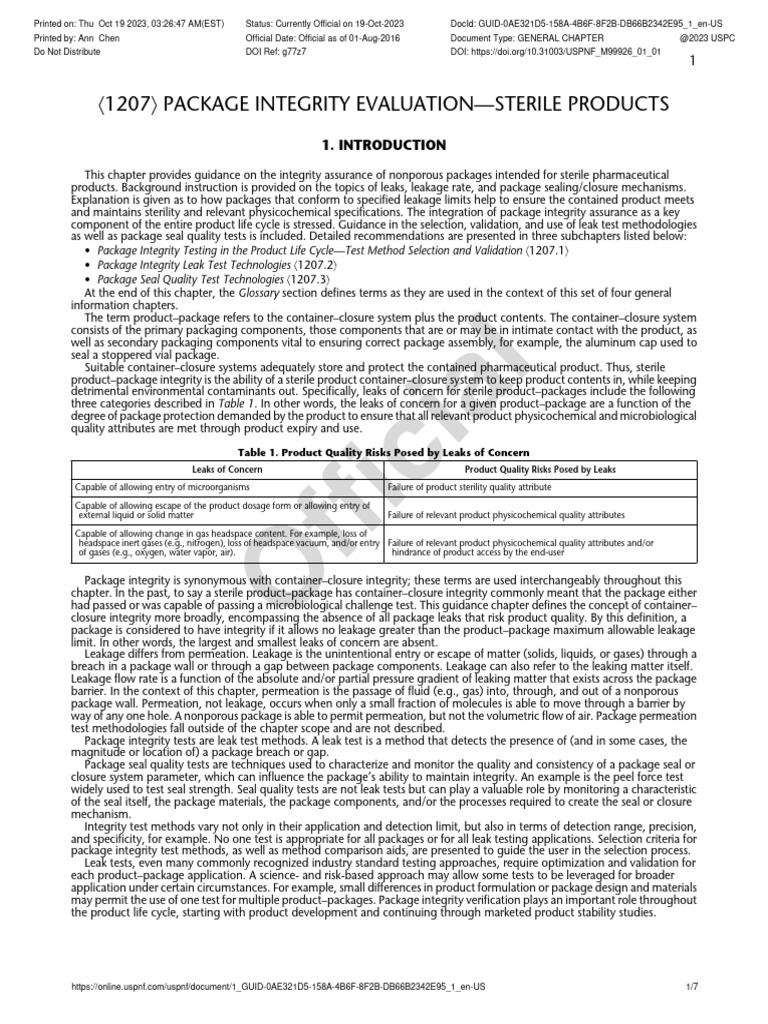 USP 1207 | PDF | Leak | Pressure