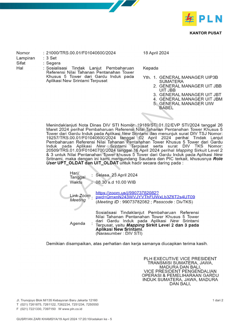 Sosialisasi TL Pembaharuan Nilai Referensi 5 Tower dari GI_Mapping Sirkit Level 2 dan 3 di NS | PDF