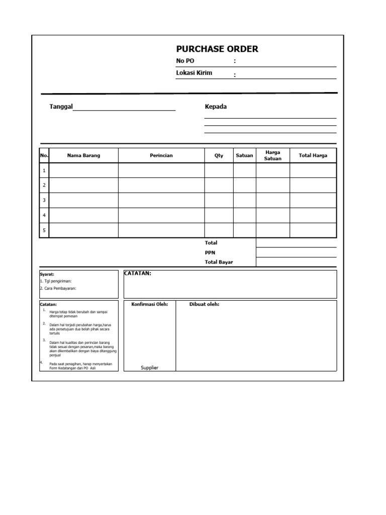 Contoh Purchasing Order | PDF