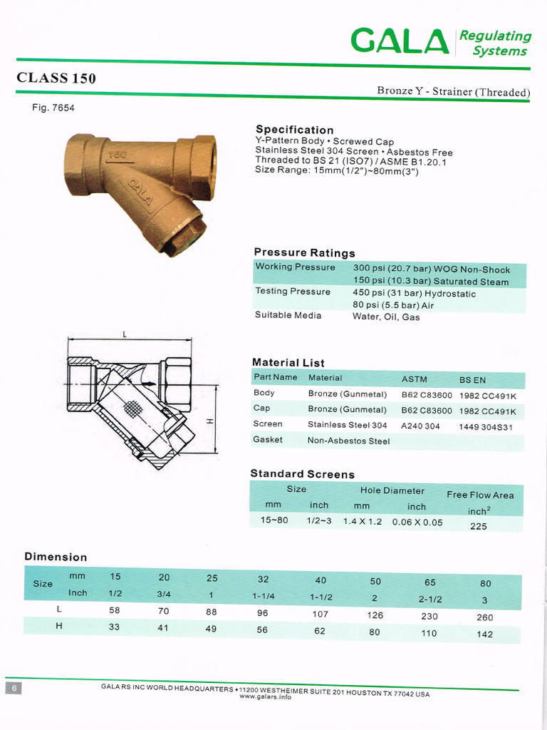 Y Strainer Bronze Fig. 7654 | PDF