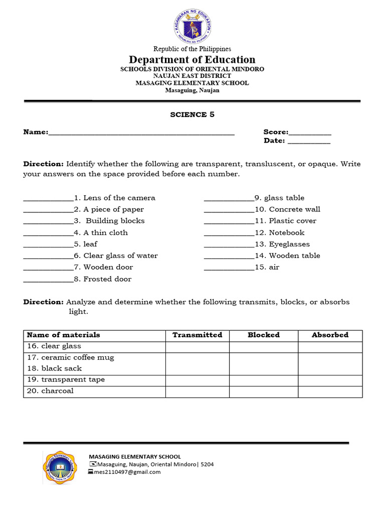 SCIENCE 5 Summative Test Q3 | PDF | Earth Sciences