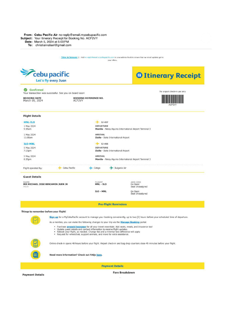 Your-Itinerary-Receipt-for-Booking-No-ACF2VY(2) | PDF
