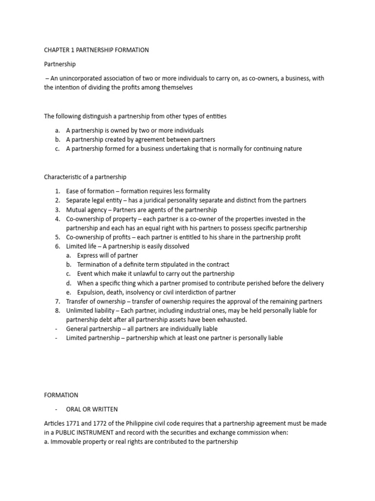 Chapter 1 Partnership Formation | PDF | Partnership | Fair Value