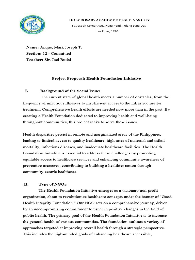 Health Foundation Initiative Proposal | PDF | Health Care | Preventive ...