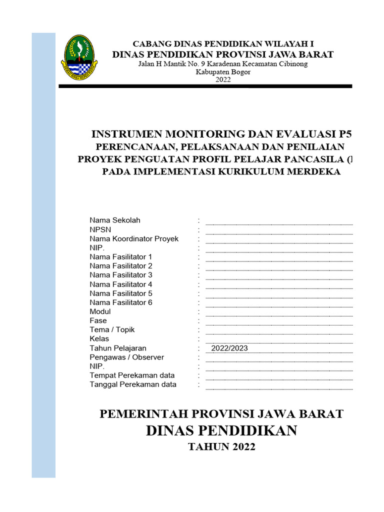 Instrumen Monev Proyek P5 2022 | PDF | Bisnis | Seni