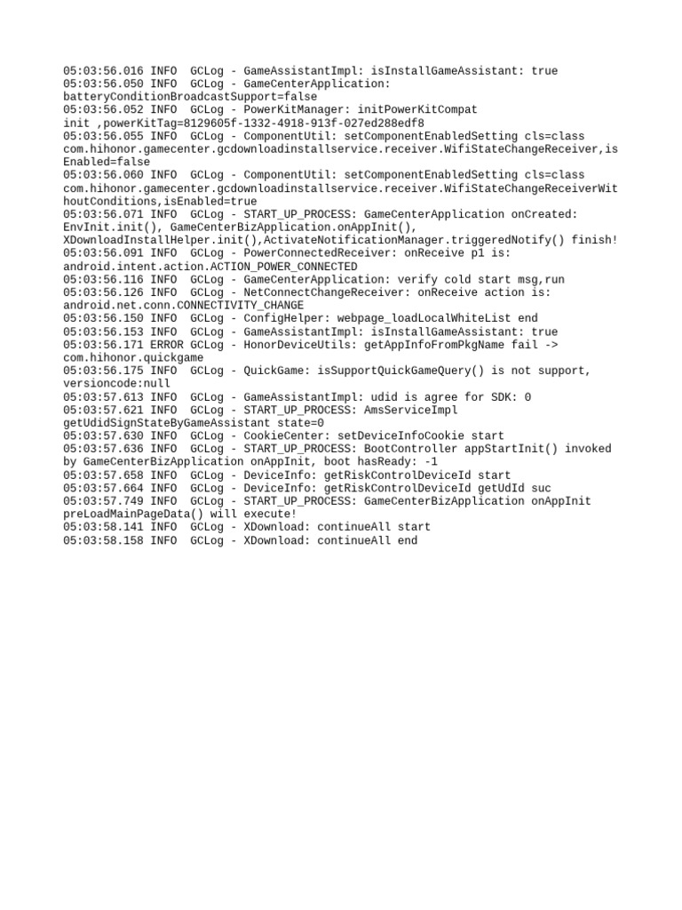 GameCenter App Initialization Log | PDF