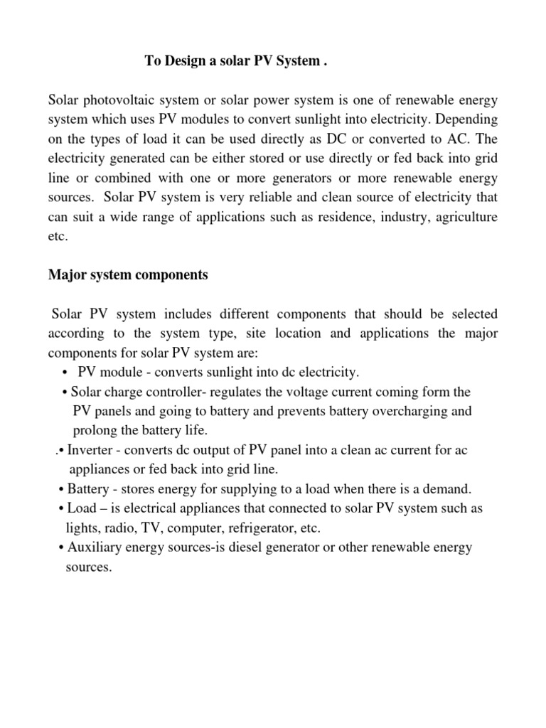Designing a Solar PV System Guide | PDF | Photovoltaic System | Solar Power