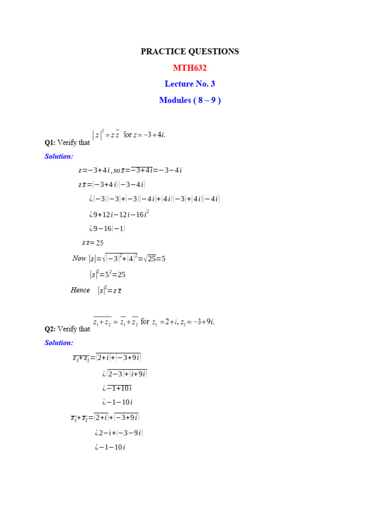 Practice Questions lecture 3 - SOLUTION | PDF